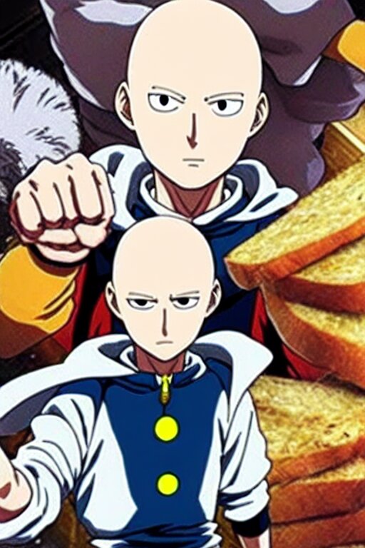 Lexica - Baker saitama one punch man, cooking french bread, anime artwork