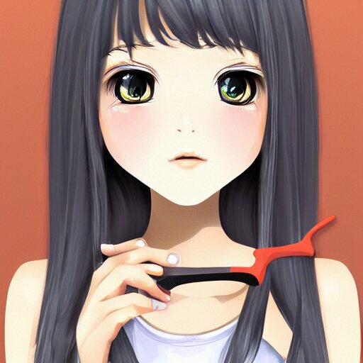 Lexica - Portrait of a cute girl holding scissors, anime, digital art,