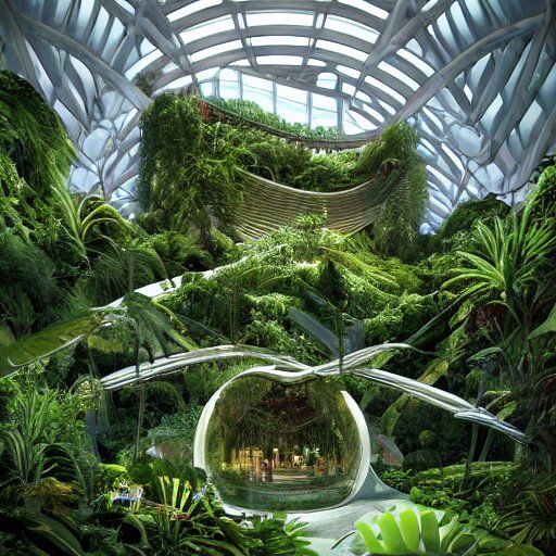 Lexica - Stunning indoor jungle inside epic high technology biodome ...