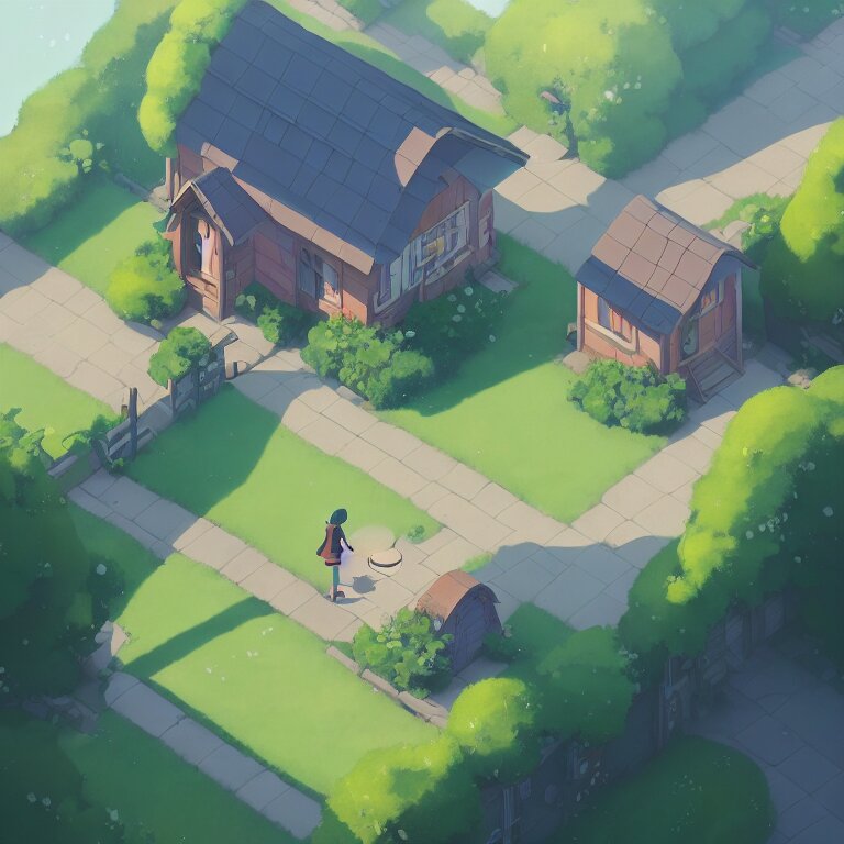 Lexica - Isometric view, a lovely cottage, plain background, cory ...