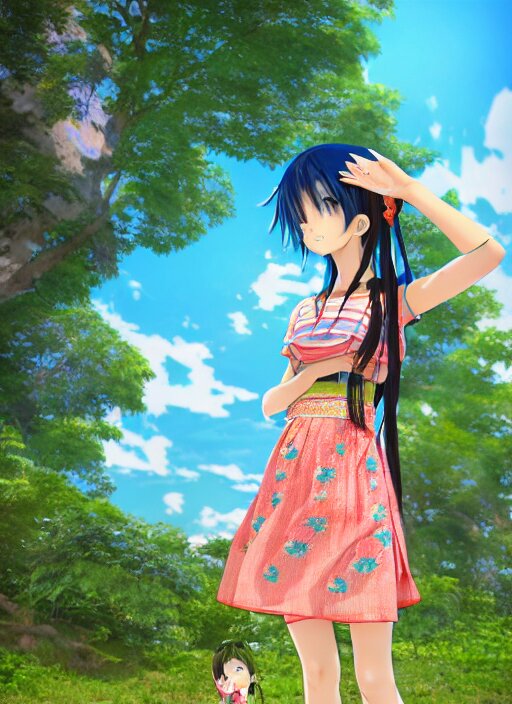 Lexica - Beautiful anime girl wearing summer assamese mekehela bihu ...