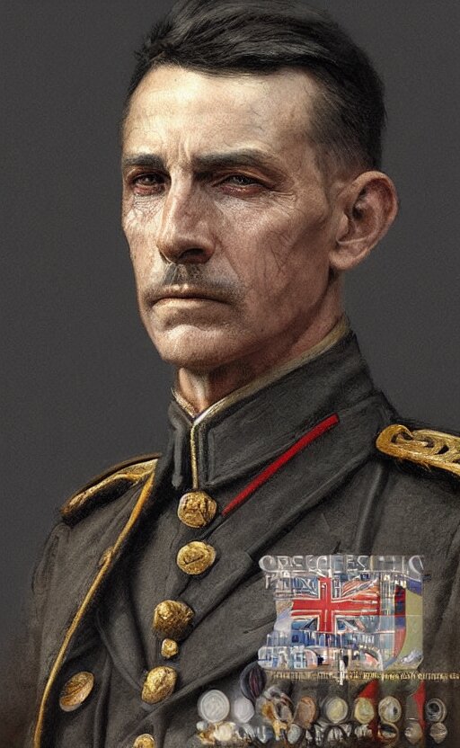 Lexica - Official portrait of a WWI General, male, detailed face, 20th ...