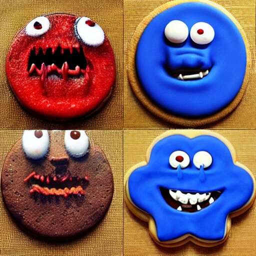 demonic cookie monster, evil, portrait, scary, creepy. detailed.... - Arthub.ai
