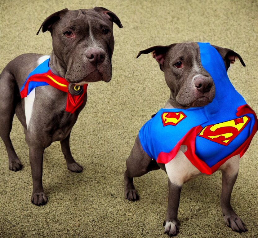 Lexica - Pitbull dog wearing superman suit, hyperrealistic, 8 k ...