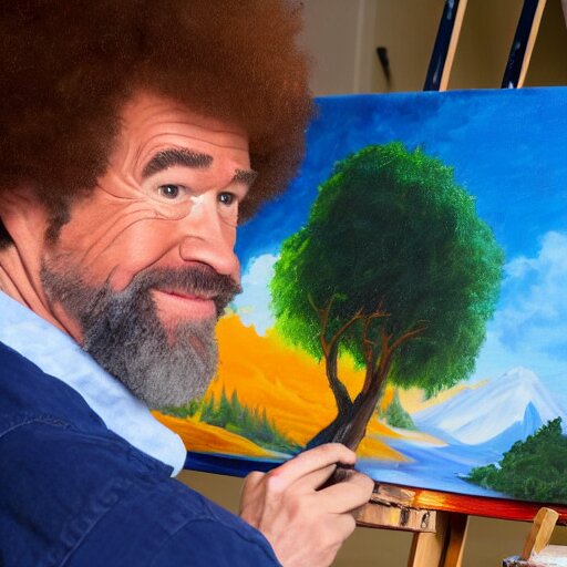 Lexica - A closeup photorealistic photograph of bob ross working on an ...