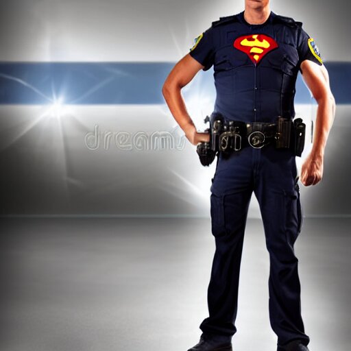 Lexica - A police officer superhero hybrid, posing heroically, stock image