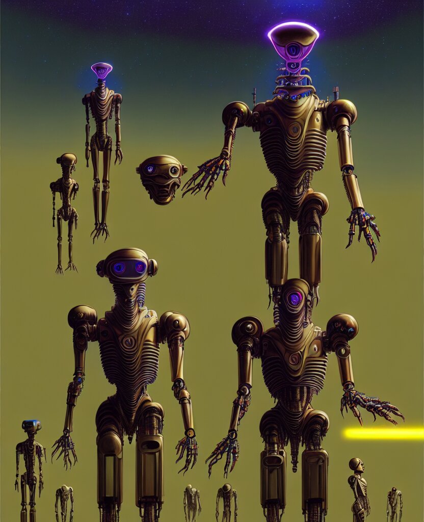 Lexica - Humanoid robot, full body, symmetry, faded colors, exotic ...