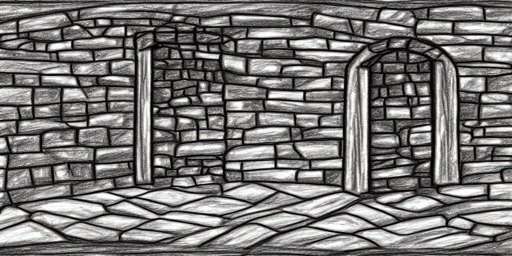 Lexica - Drawing of a large scale field landscape. single gritty stone ...