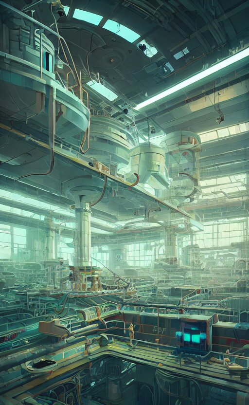 Lexica - Interior shot of a futuristic factory by Petros Afshar and ...