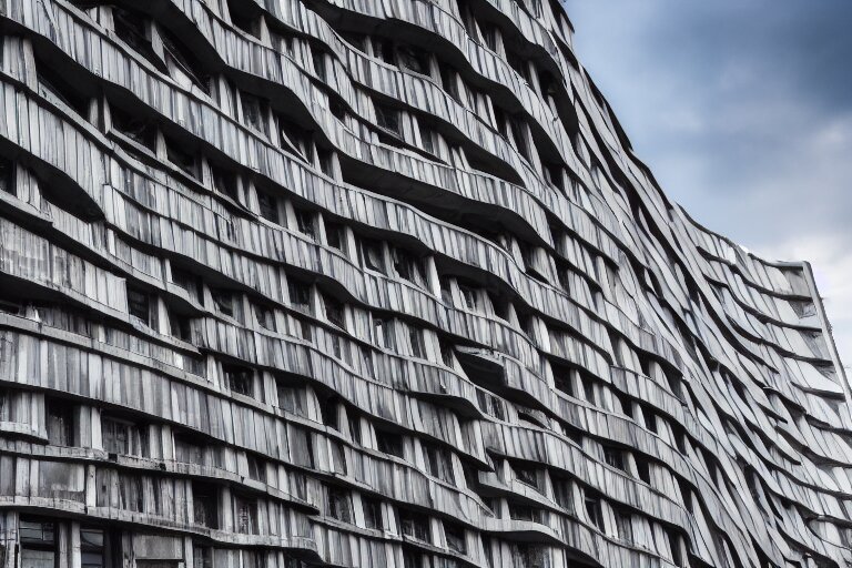 Lexica - A brutalist building in the shape of a Mobius strip, windows ...