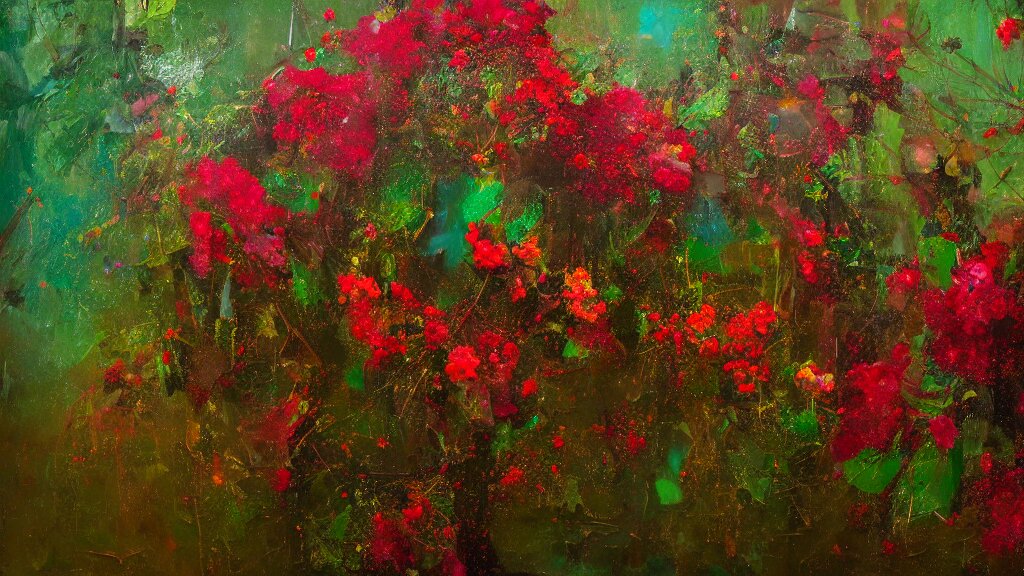Lexica - A riotous display of dense blossoming overgrowth, oil drip ...