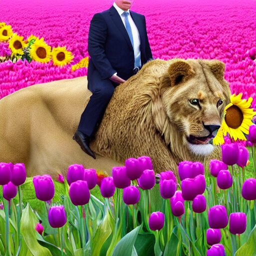 Lexica - A portrait of Vladimir Putin shirtless riding a lion, fields ...