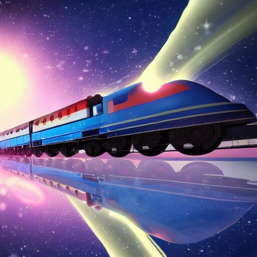 Lexica - A retro sci fi wallpaper of a train flying through space ...