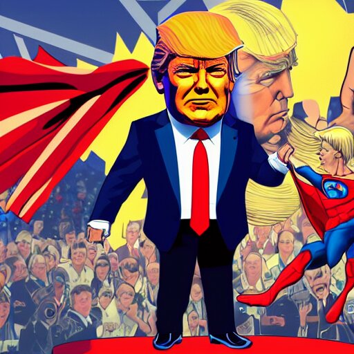Lexica - Donald trump as an american superhero stepping on opponent, by ...