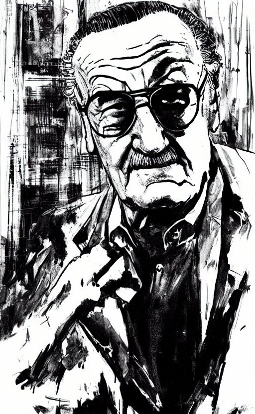 Lexica - Stan lee, high contrast, standing, portrait, facing forward ...