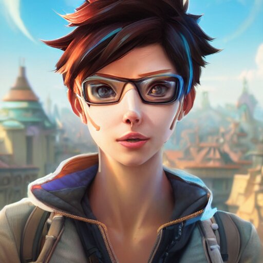 Lexica - Highly detailed extreme closeup portrait of tracer from ...