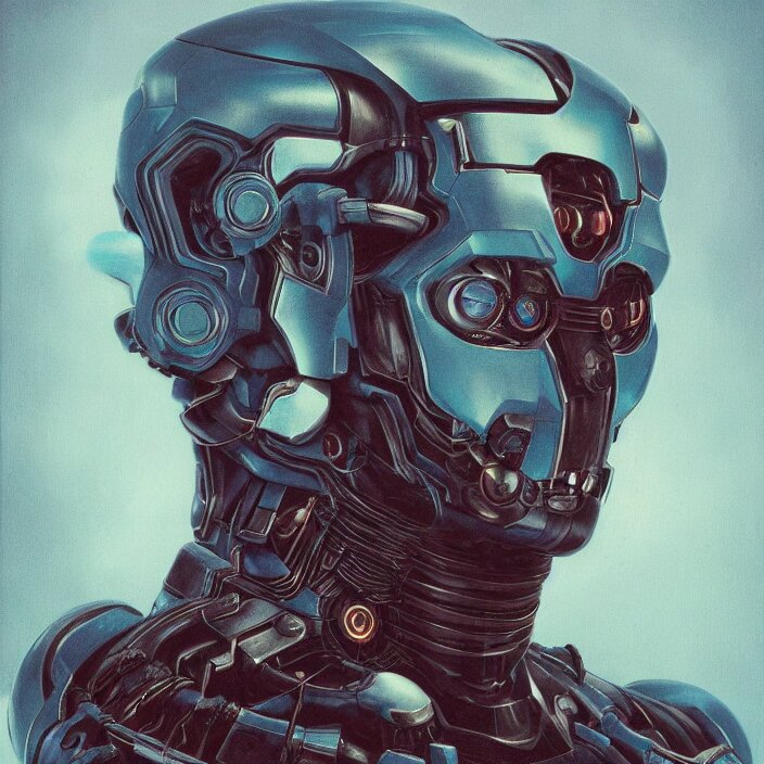 Lexica - Portrait of a cyan ultron from age of ultron, clockwork ...