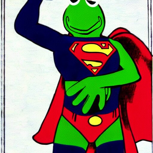 Lexica - Superman holding kermit the frog by the throat, floating ...