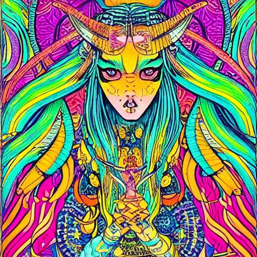 hatsune miki, intricate, amazing line work, cosmic, psychedelic ...