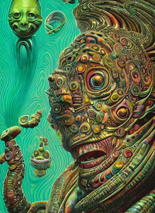 Lexica - A surreal portrait of elon musk as a psychedelic neural tiki ...