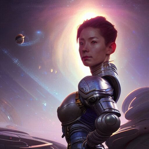 Lexica - Portrait of a female space captian in a spaceport, d & d ...