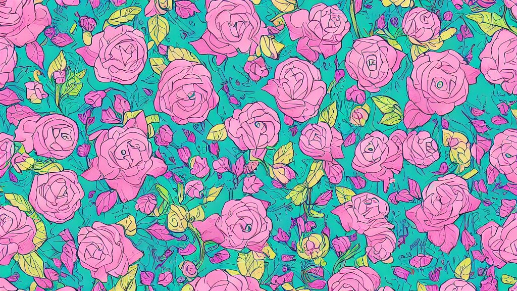 Lexica - A seamless gigantic flower demon pattern, horror, pastel ...