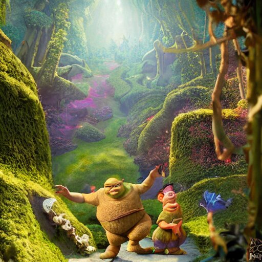 Lexica - Shrek falling into wonderland, illustration, storybook ...