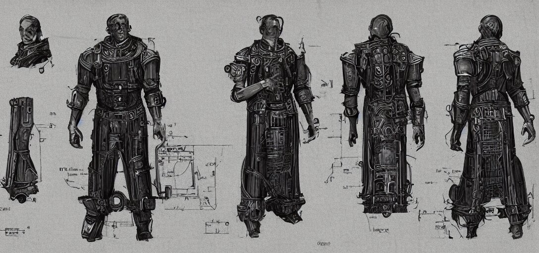 Lexica - Blueprints for bioshock character, concept art, blueprint,