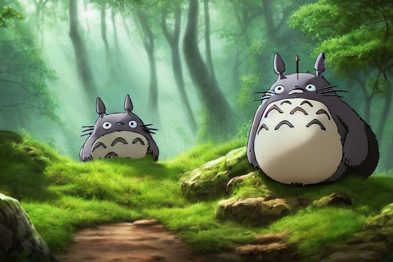 Lexica - Totoro sitting in a forest, fantasy, pixar, animated movie ...