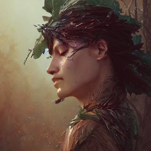Lexica - A beautiful portrait of a plant goddess with closed eyes by ...