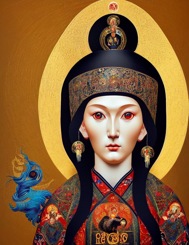 Lexica - 3 d goddess close - up profile portrait russian orthodox icon ...