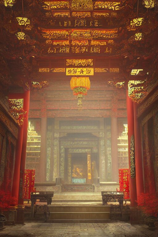 Lexica - Inside a luxurious chinese temple, portrait, powerfull ...