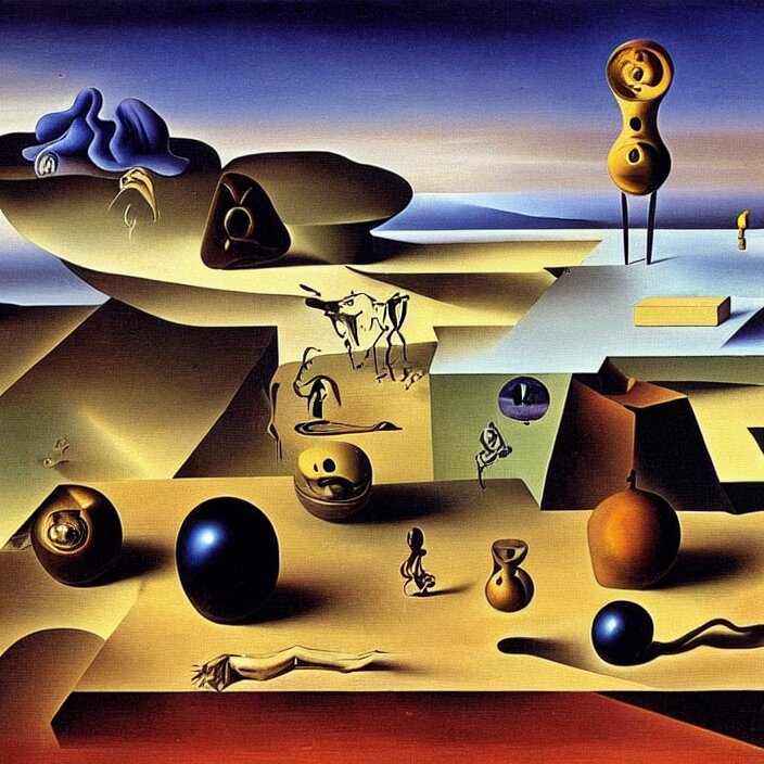 Lexica - Random objects in a surreal environment by salvador dali