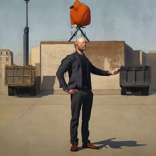 Lexica - Portrait of Jason statham pet detective standing atop a ...