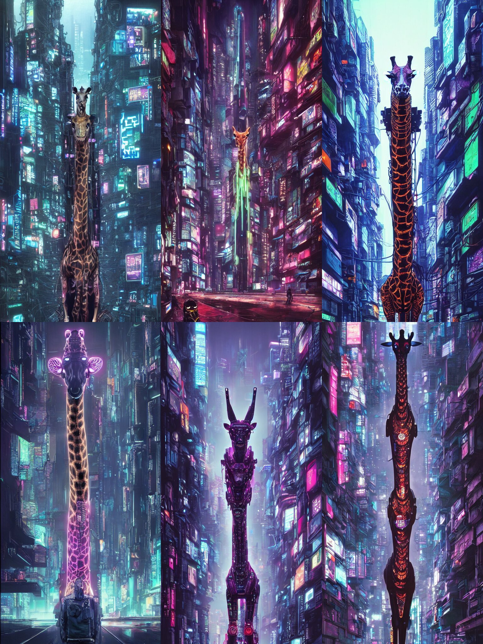 Lexica - Cyberpunk giraffe, highly detailed, neon, realistic concept ...