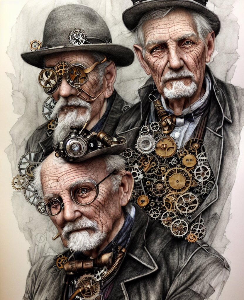Lexica - Hyper realistic full figure pencil drawing of an older man ...