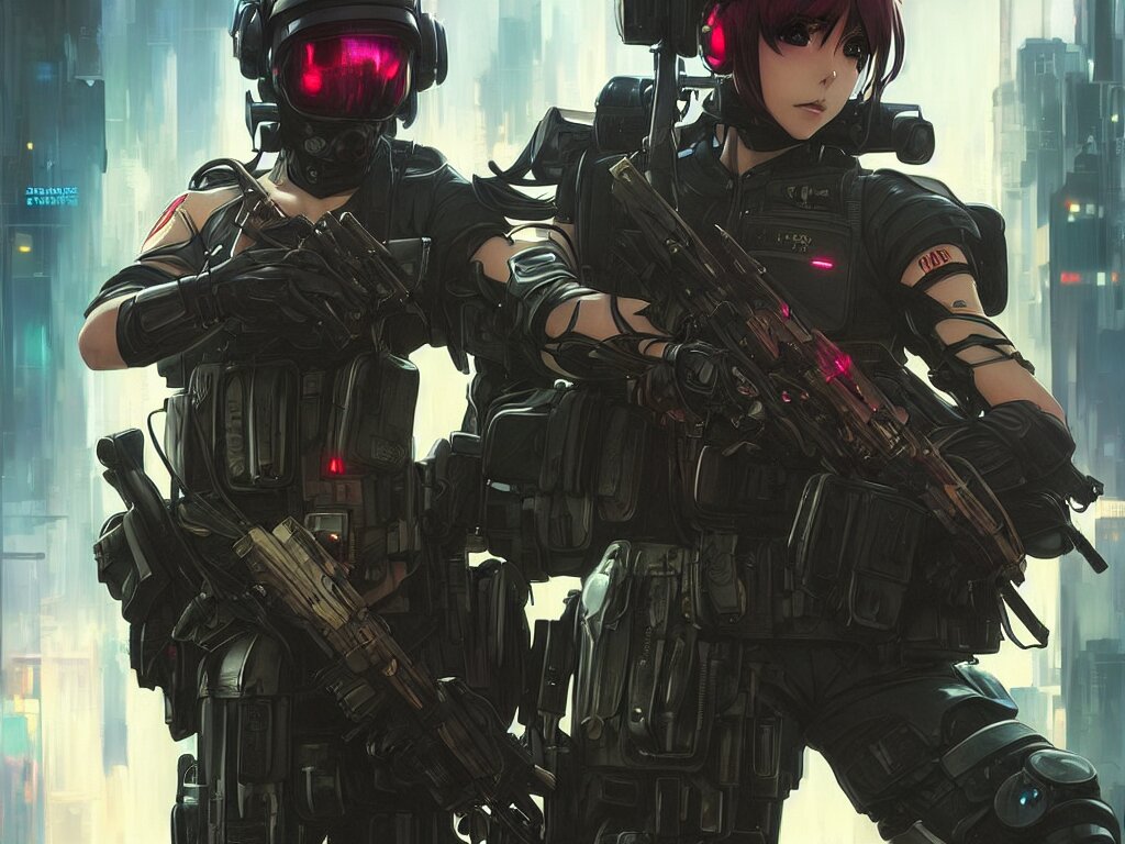 Lexica - Anime key visual of a young female swat officer fighting male ...
