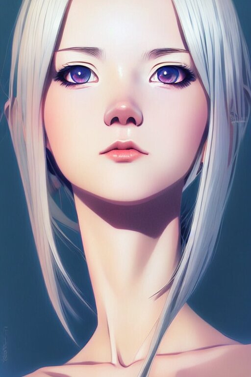 Lexica - Portrait Anime girl, cute-fine-face, white-hair pretty face ...