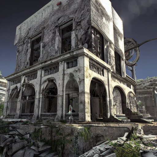 architecture from quake, lovecraftian, liminal space, unreal eng ...