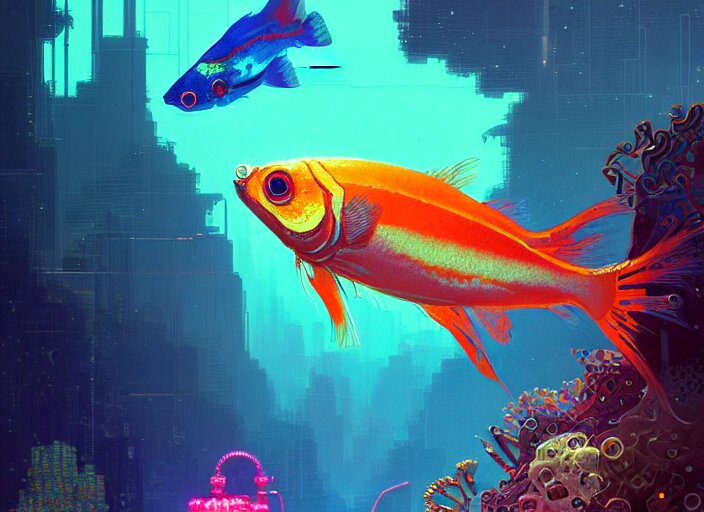 Lexica - Portrait of a neon tetra fish from terraria - dramatic art, by ...