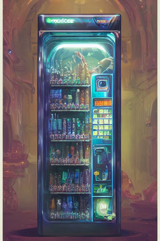 Lexica - futuristic vending machine with magic potions inside, highly ...