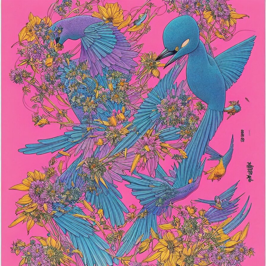 Lexica - ( ( ( ( beautiful flowers and birds, surrounded by decorative ...