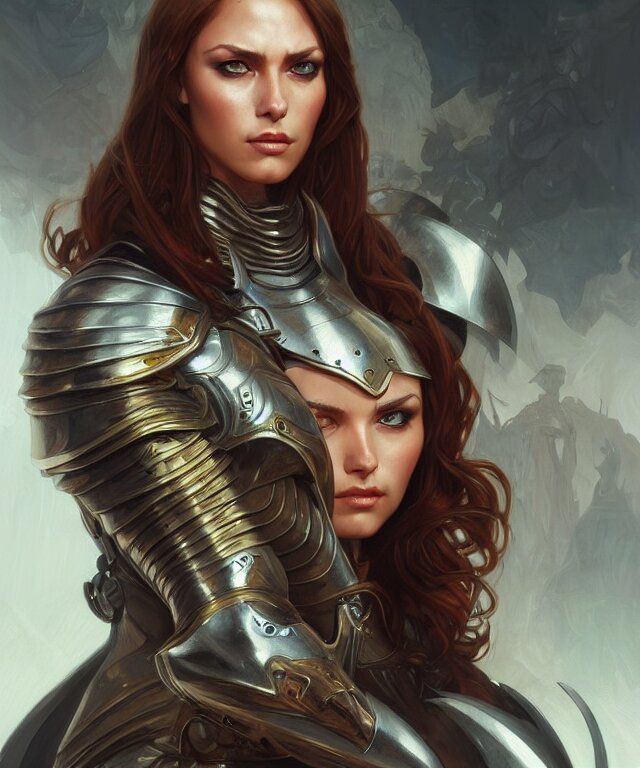 Lexica - Muscular and powerful medieval knight woman portrait, sci-fi ...