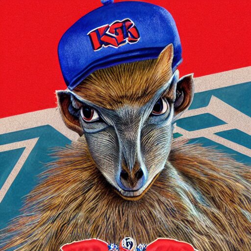 Lexica - A dik dik monster wearing a baseball hat, has tattoos, uk flag ...