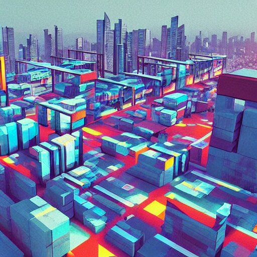 Lexica - “ city made of shipping containers, cyberpunk art by vincent ...