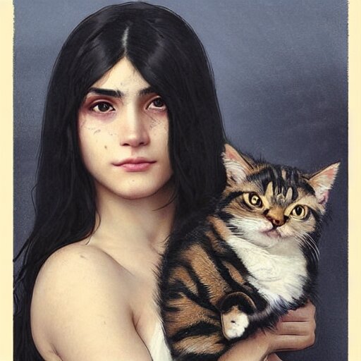 Lexica - Innocent looking happy emo mexican girl holding her cat, with ...