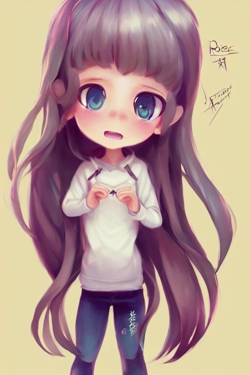 Lexica - Full body character concept art of a girl next door in chibi ...