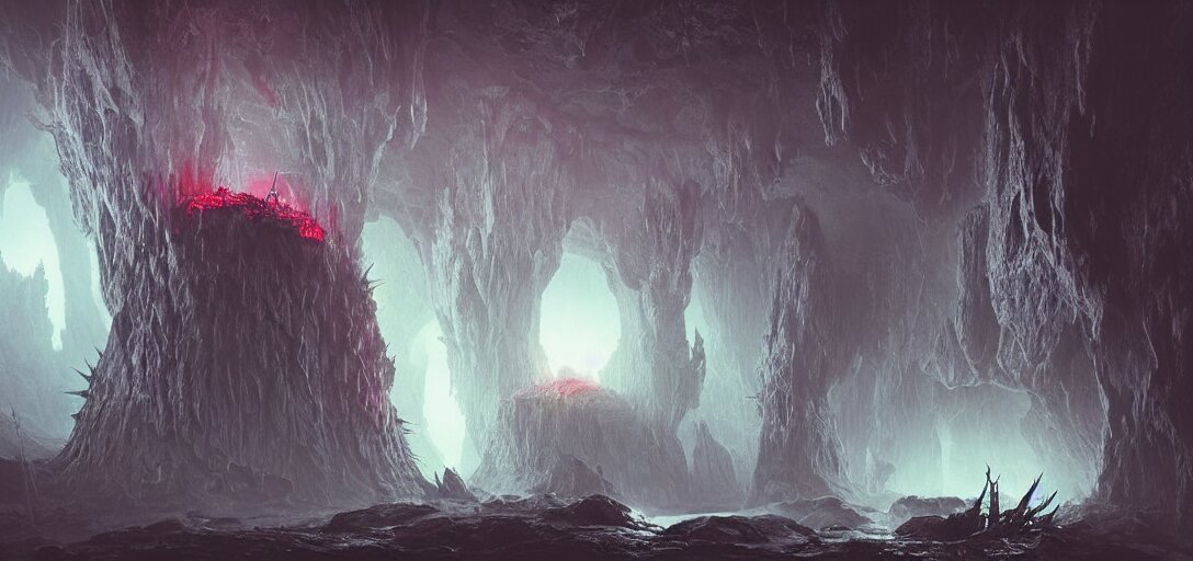 Lexica - High technological alien spaceship with red leds, spiky ...