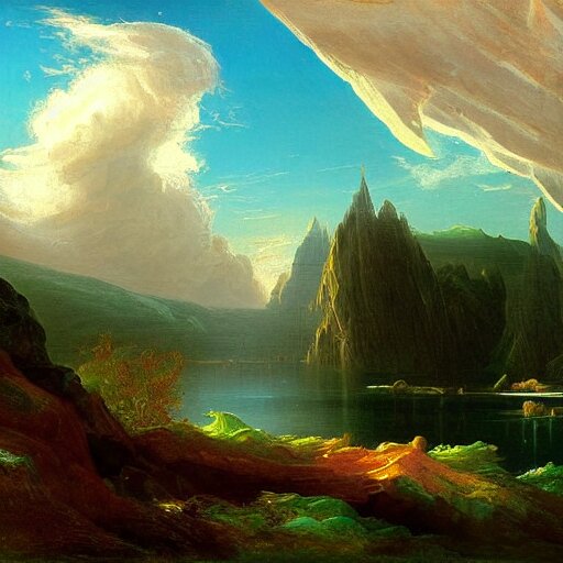 futuristic landscape in the style of thomas cole, landscape pain ...