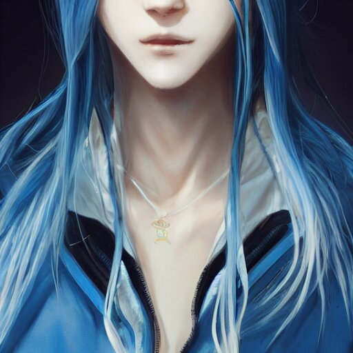 Lexica - Profile shot of rimuru tempest, sky blue, straight hair, long ...